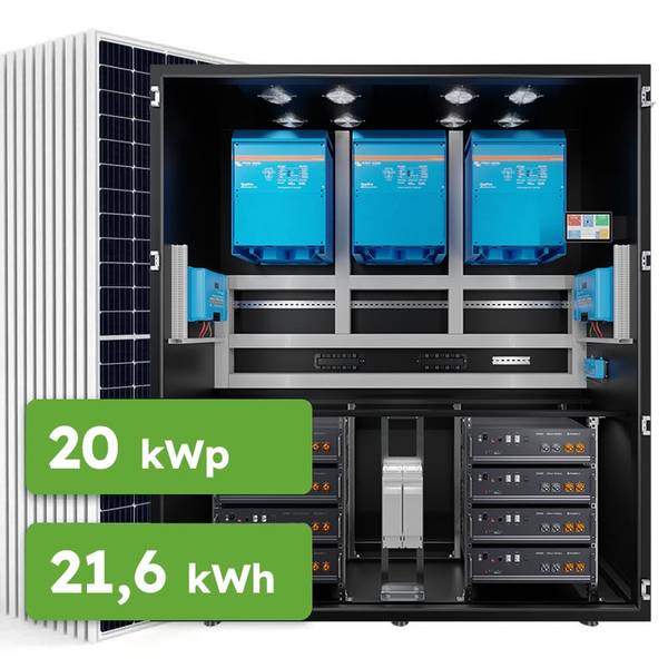 Hybrid Victron 20kWp 21,6kWh 3-fáz RACK predpripravený solárny systém ...
